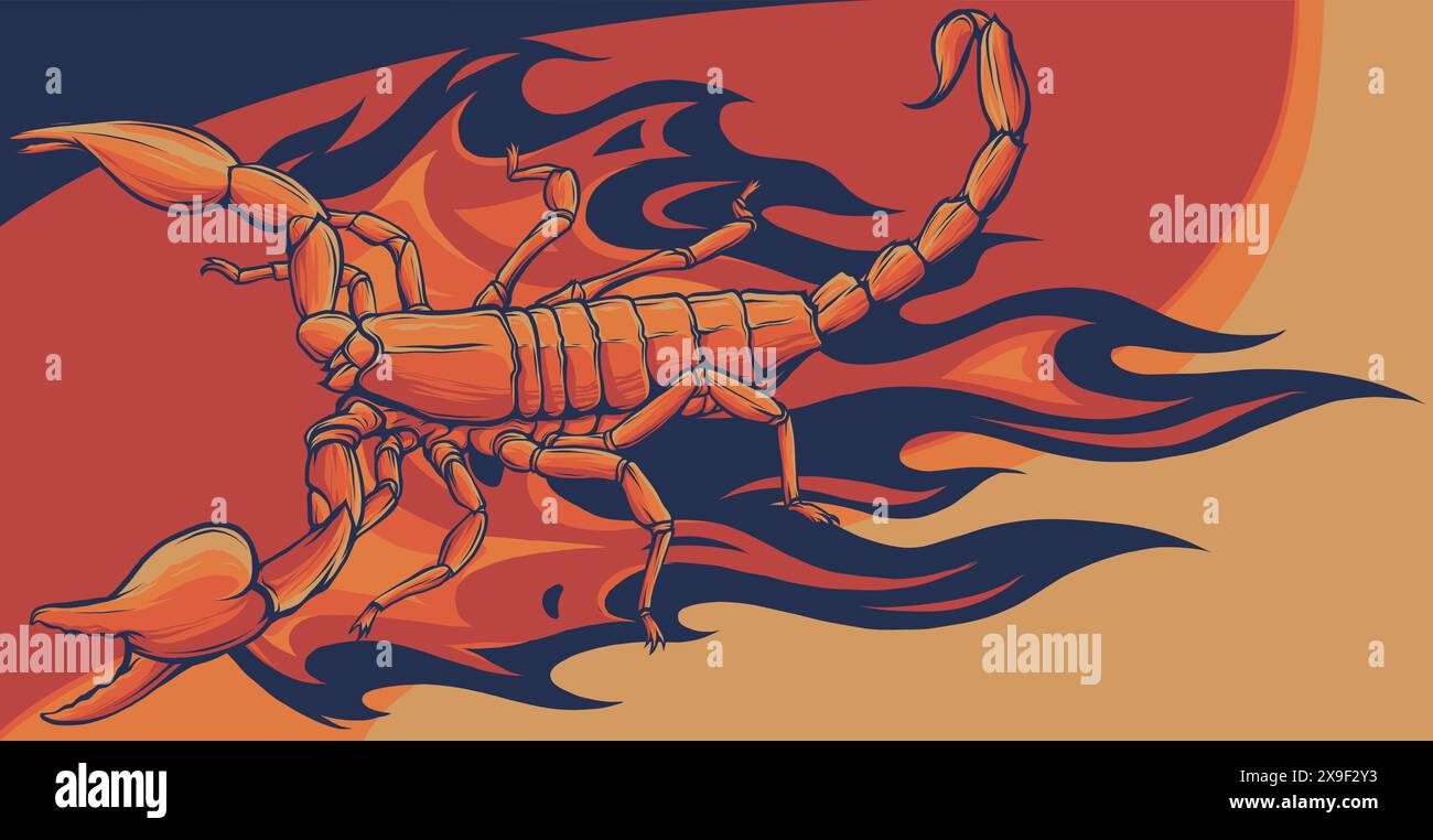 vector illustration of scorpion with flames design Stock Vector Image ...