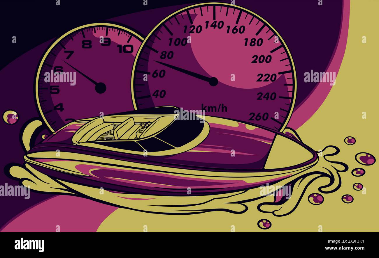 vector Illustration of a Fast Speedboat on the Water Stock Vector Image ...