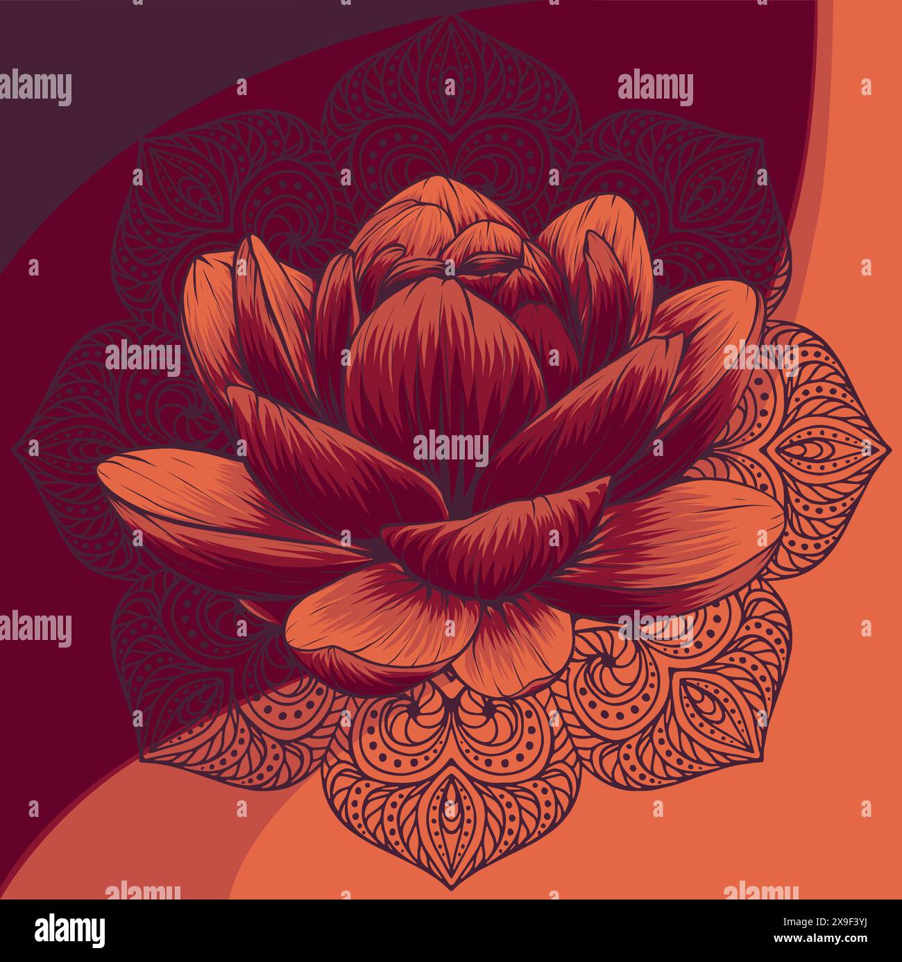 Stylized lotus scroll hi-res stock photography and images - Alamy