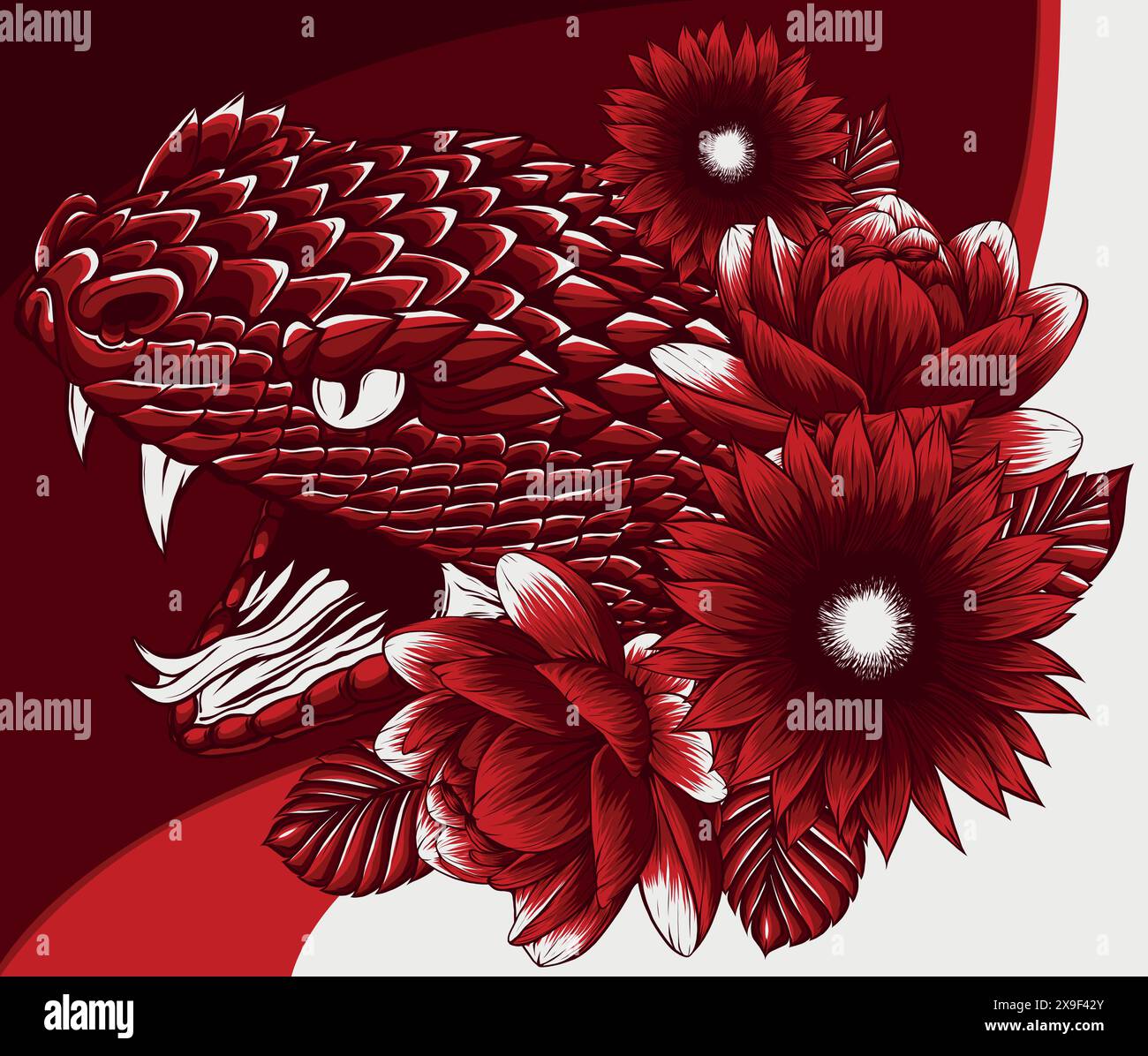 vector illustration of snake head with flower Stock Vector Image & Art ...