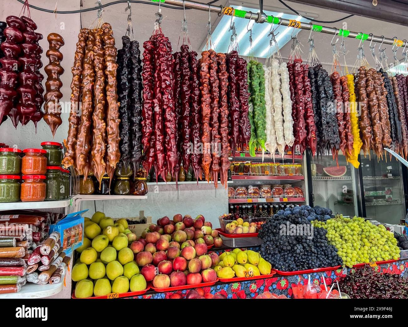 churchhela, georgian traditional sweet, fruits and spices at street ...