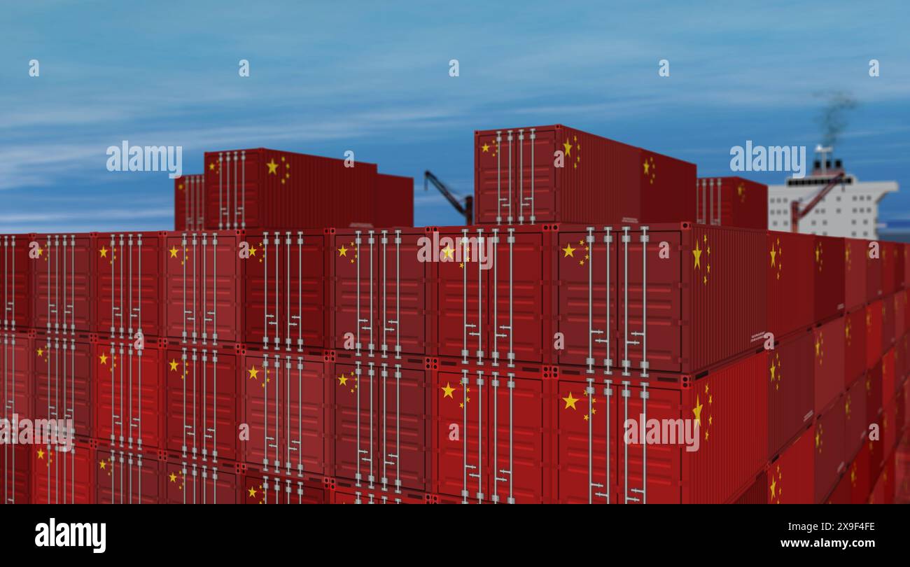 China export production and import containers on a cargo ship. Business ...