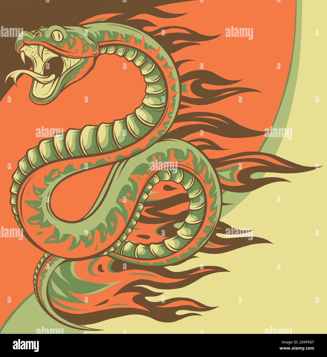 vector illustration of Viper Snake with Flame Stock Vector Image & Art ...