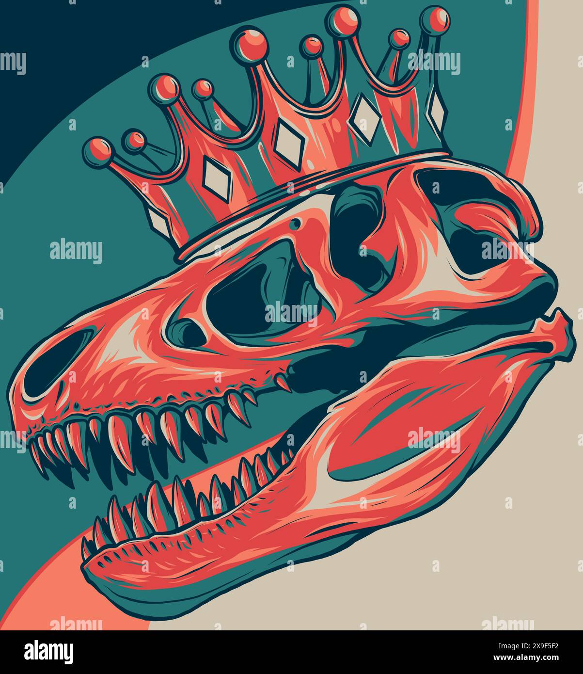 Vector skull of Tyrannosaurus rex with crown Stock Vector Image & Art - Alamy