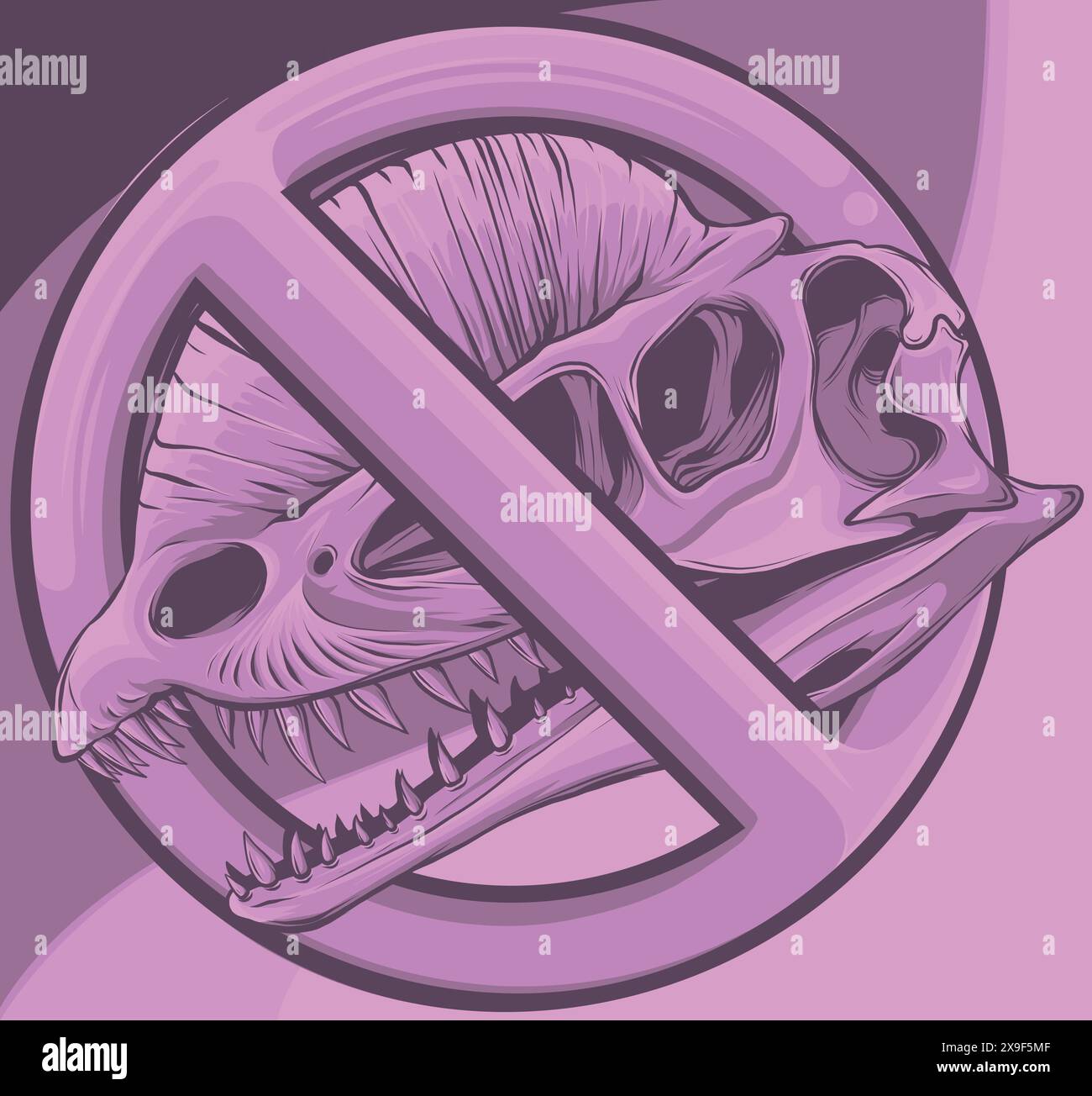 vector illustration of dinosaur skull Prohibited sign Stock Vector ...