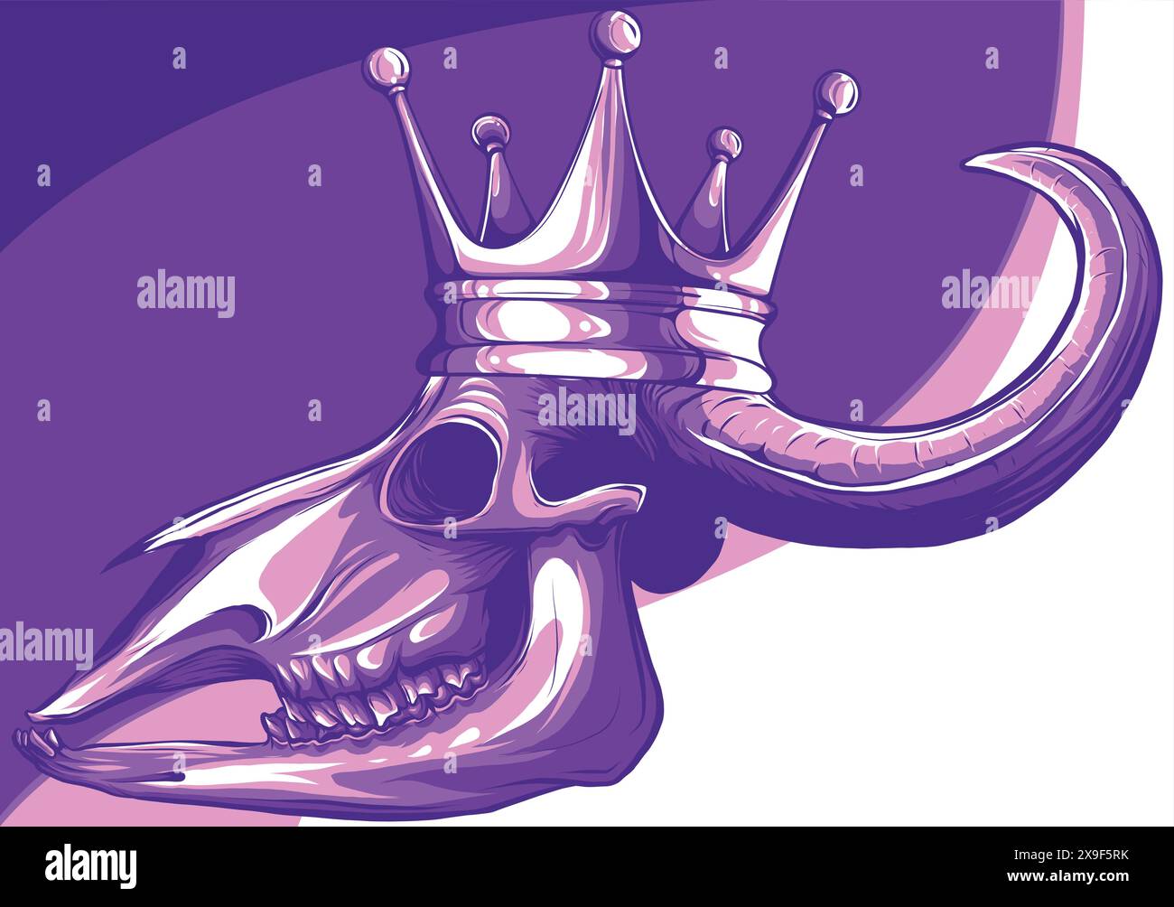 vector illustration of a bull skull wearing a crown Stock Vector Image ...