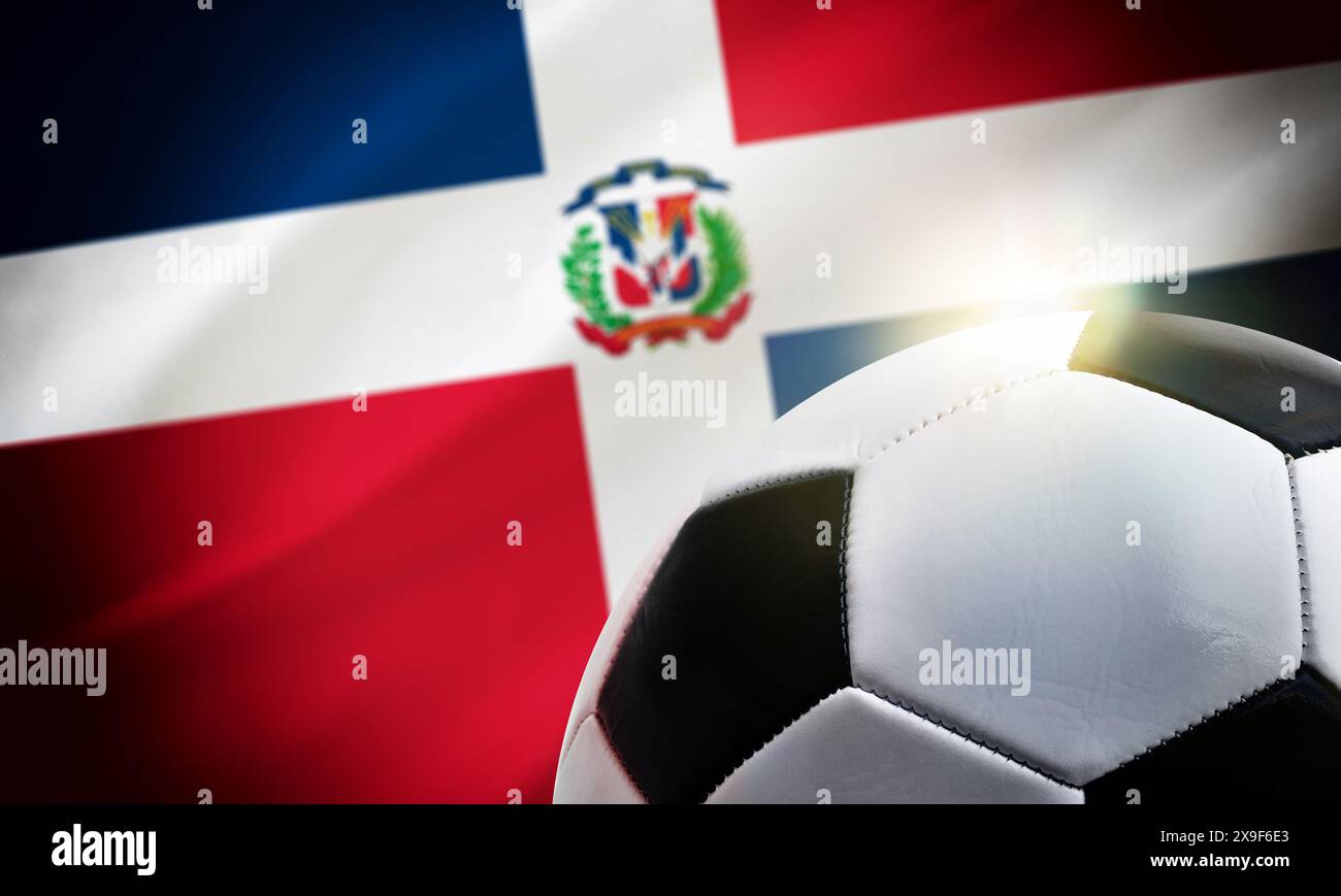 Dominican Republic soccer background with ball and the country's flag ...