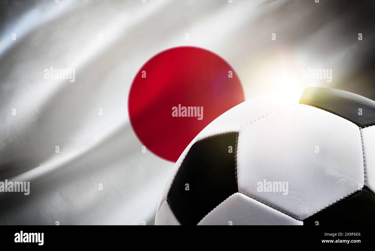 Japan soccer background with ball and the country's flag in the ...