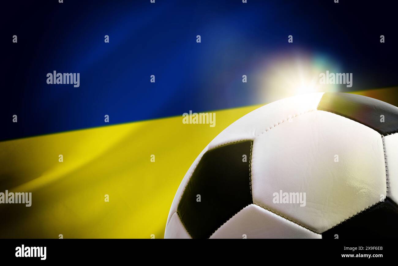 Ukraine soccer background with ball and the country's flag in the ...