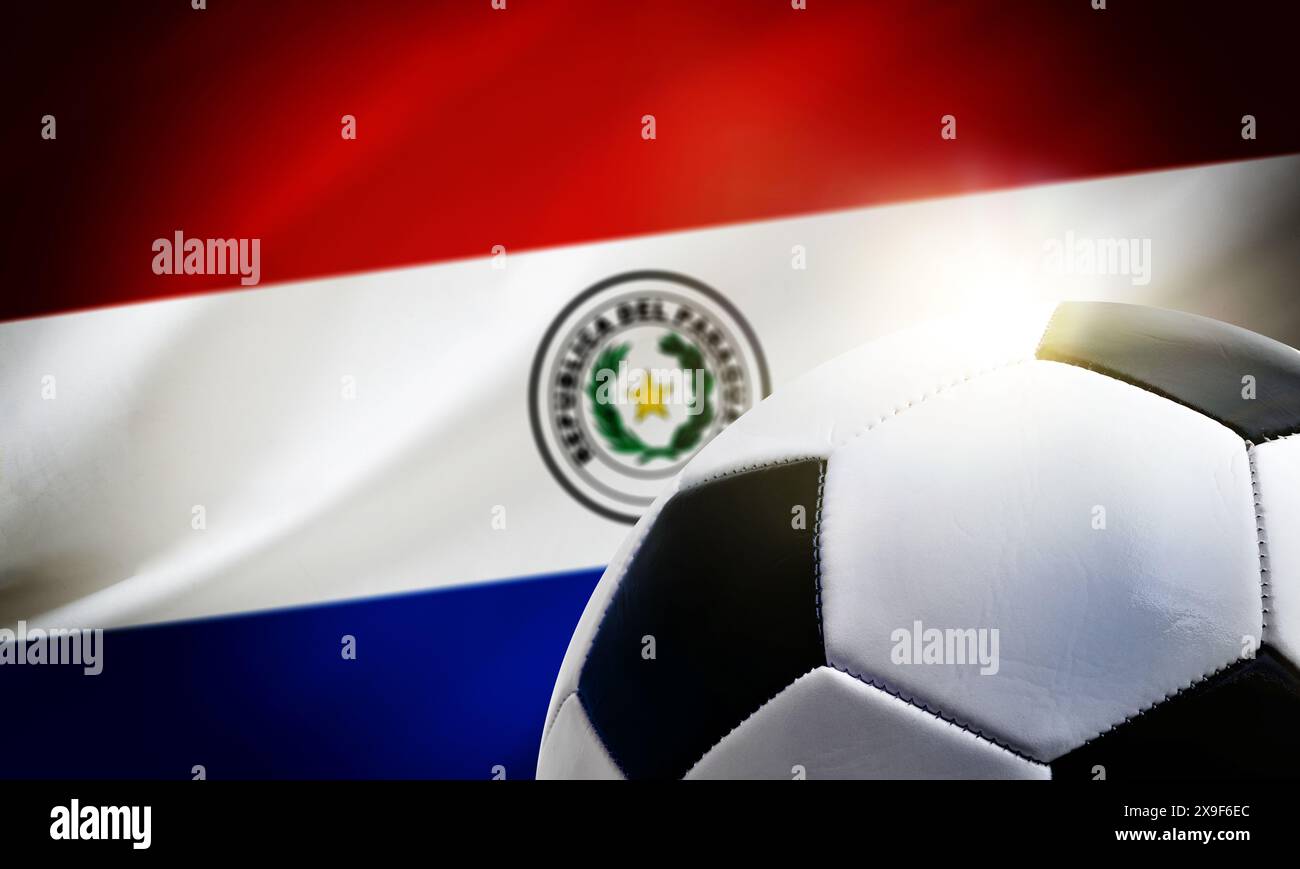 Paraguay soccer background with ball and the country's flag in the ...