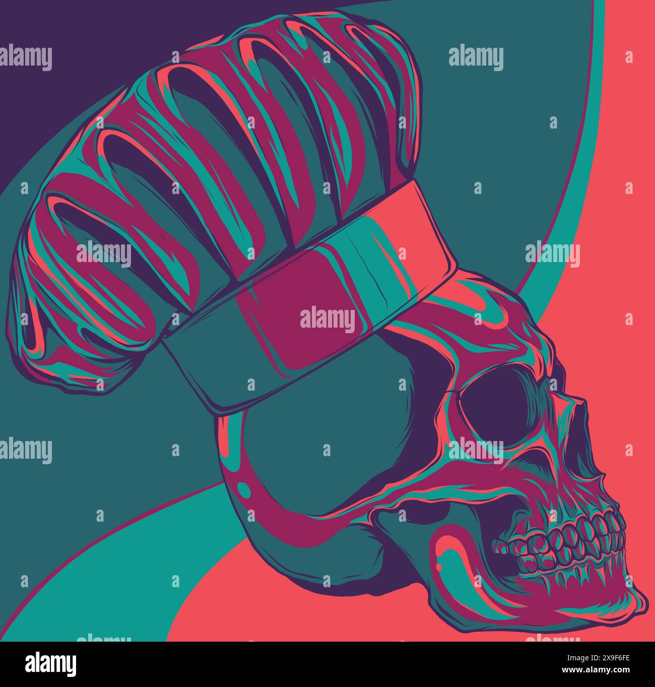 vector illustration of skull in chef hat Stock Vector Image & Art - Alamy