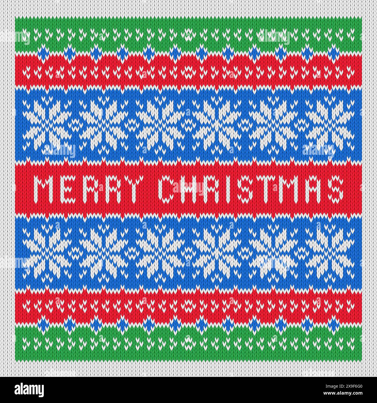 Christmas knitted greeting card. Realistic knitted texture Stock Photo ...