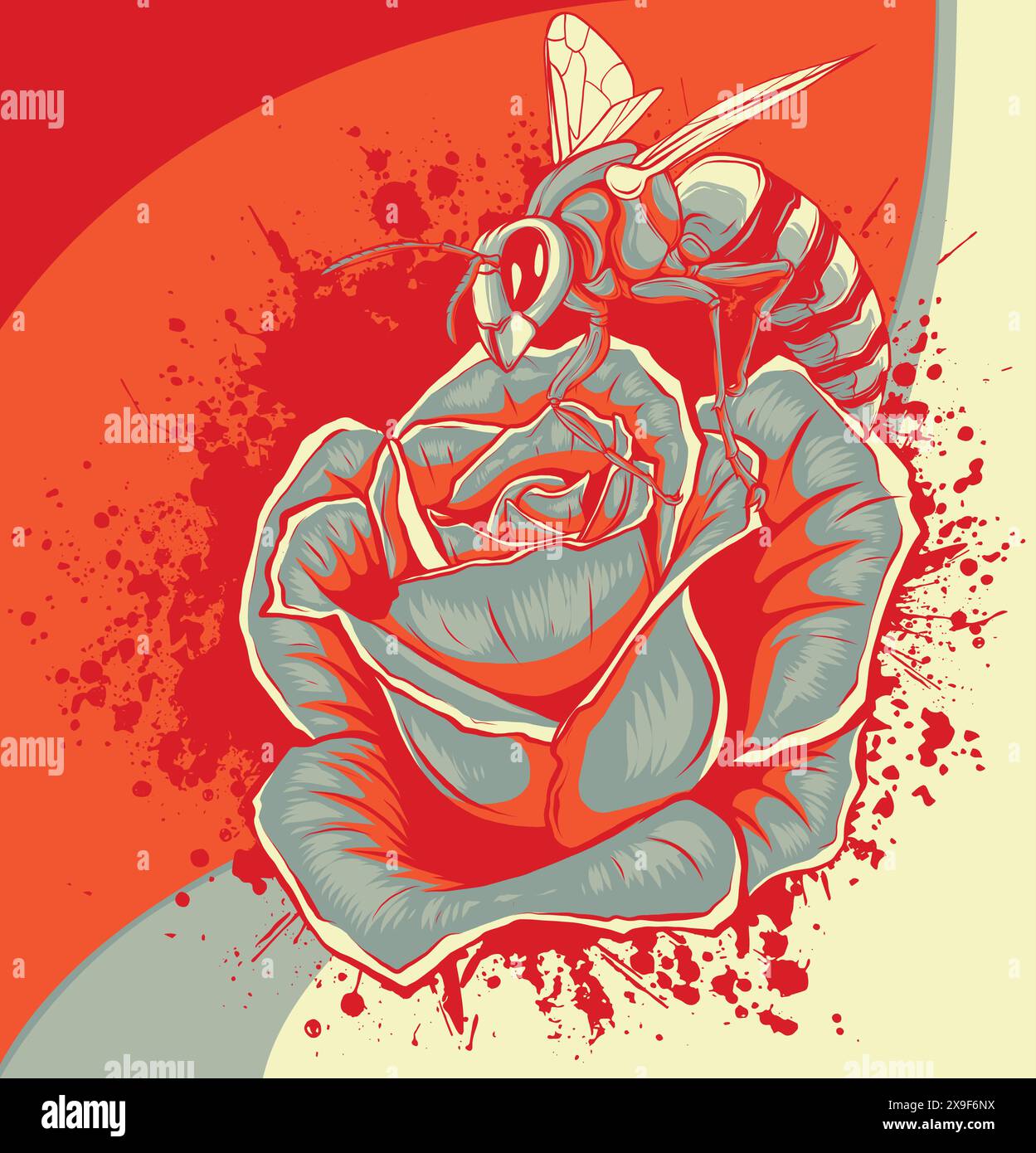 vector illustration of bee on rose art design Stock Vector Image & Art ...