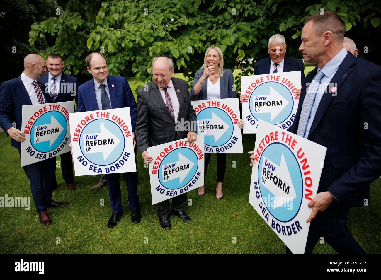 Jim Allister (fourth from left) Traditional Unionist Voice (TUV) leader ...