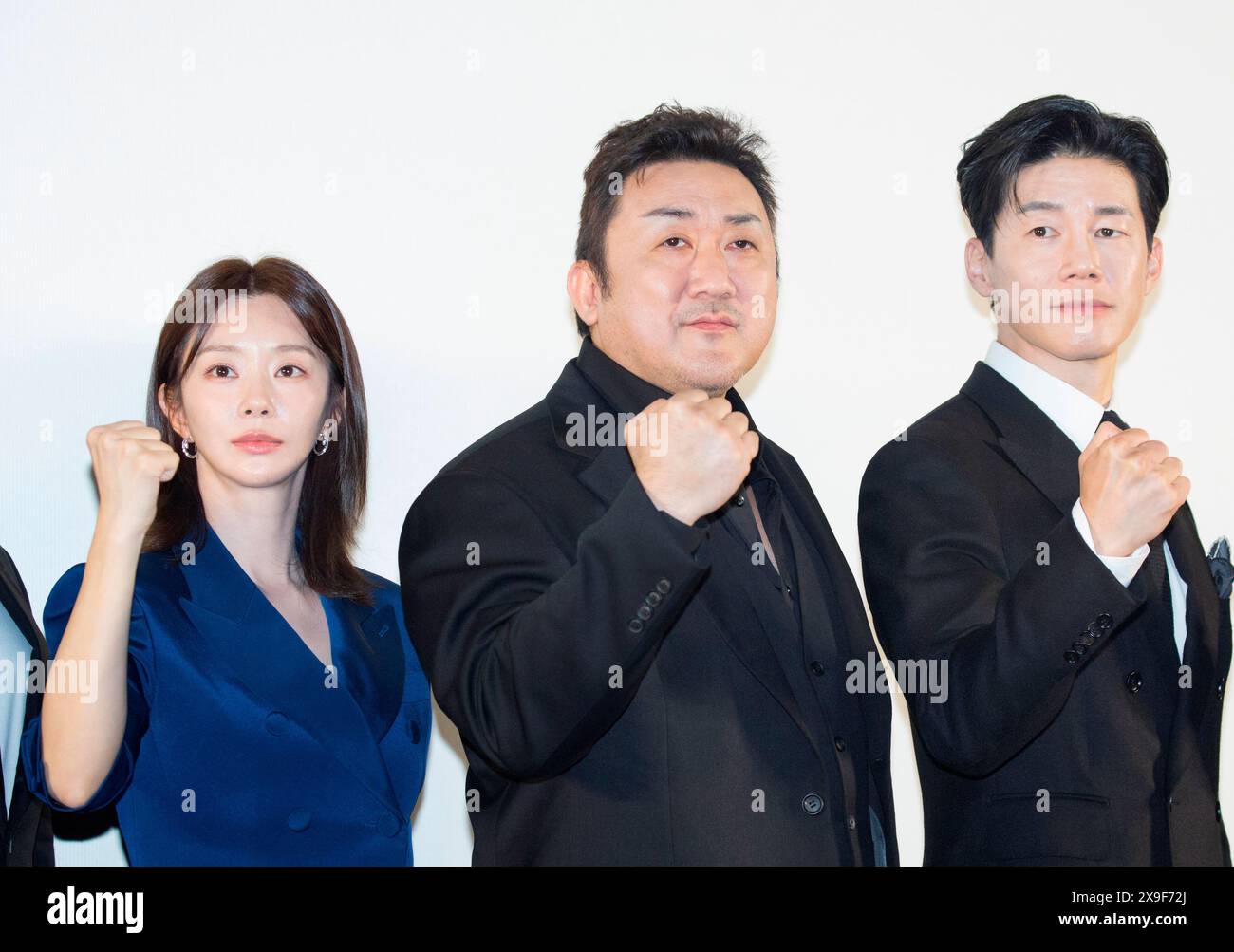 Lee Joo-Bin, Ma Dong-Seok (Don Lee) and Kim Moo-Yul, May 16, 2024 : (L ...