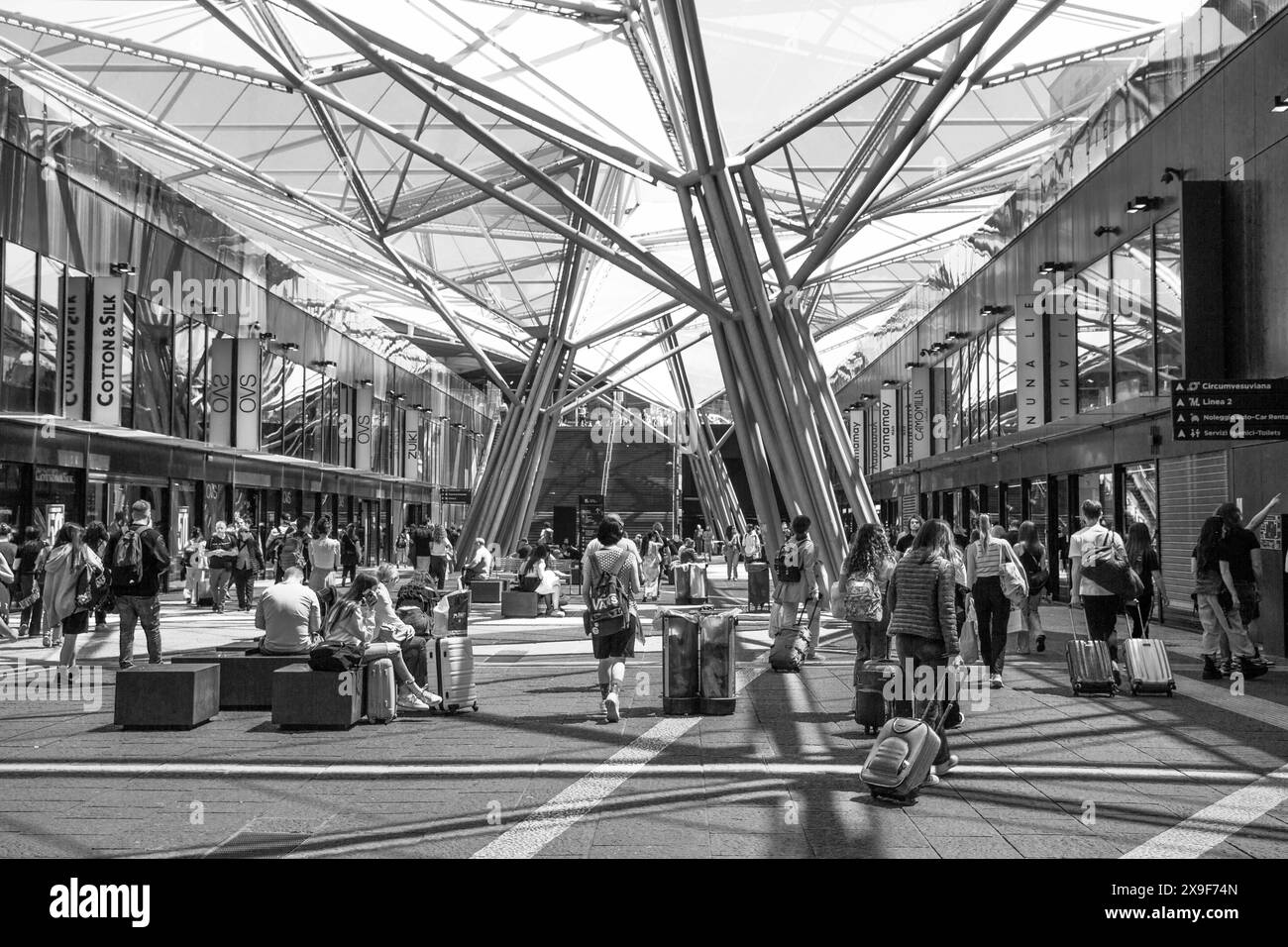 Naples Central Station, interior urban scene, busy transportation ...