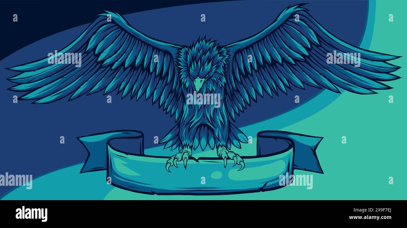 vector illustration of eagle mascot grip the ribbon Stock Vector Image ...