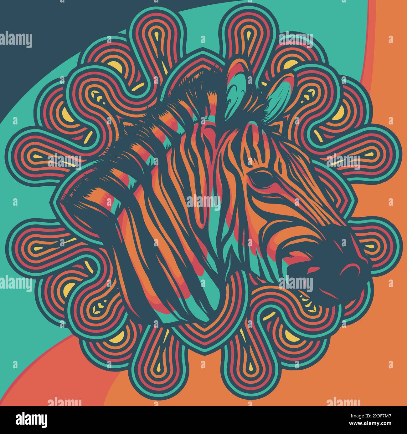 vector illustration of Zebra head with decoration Stock Vector Image ...