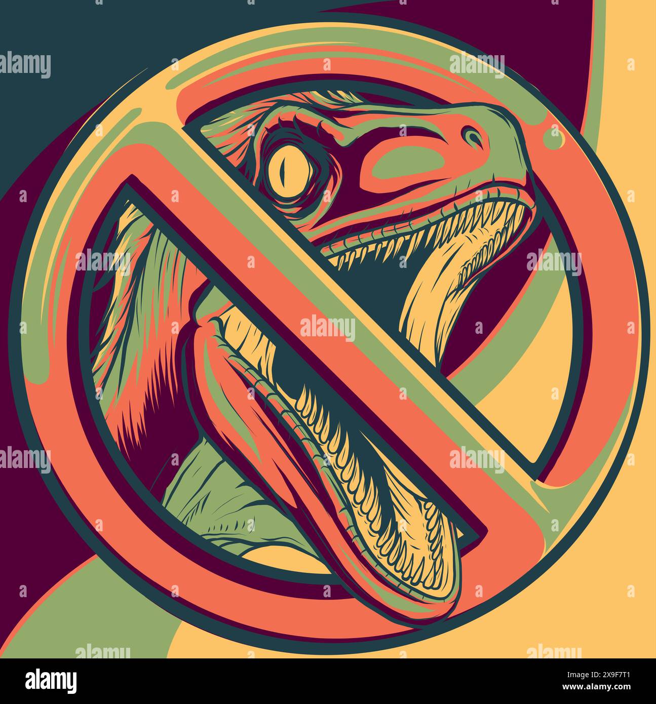 vector illustration of No Raptor Sign on White Background Stock Vector ...