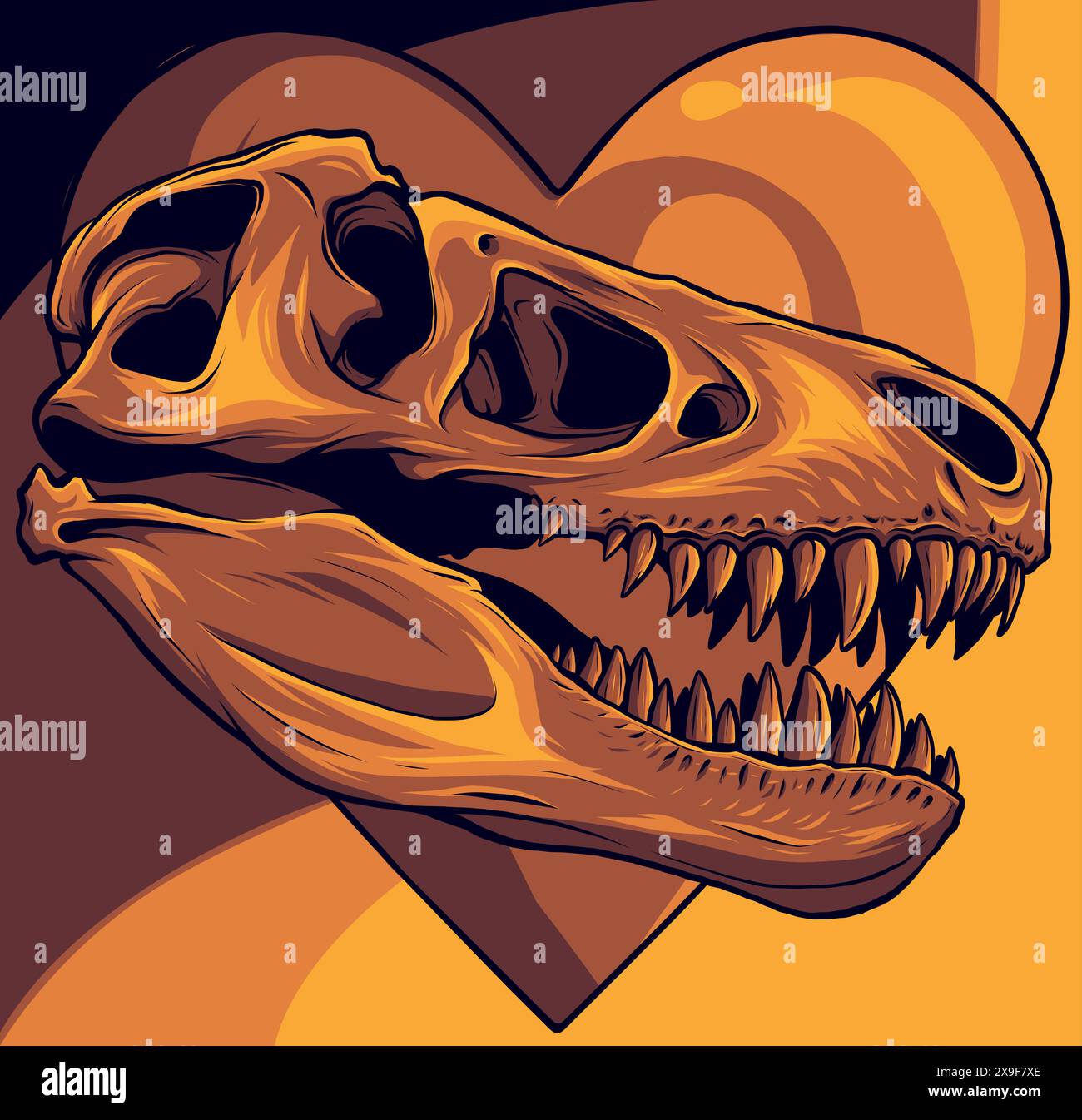 vector Dinosaur Skull Of T-Rex Skull in the heart Stock Vector Image ...