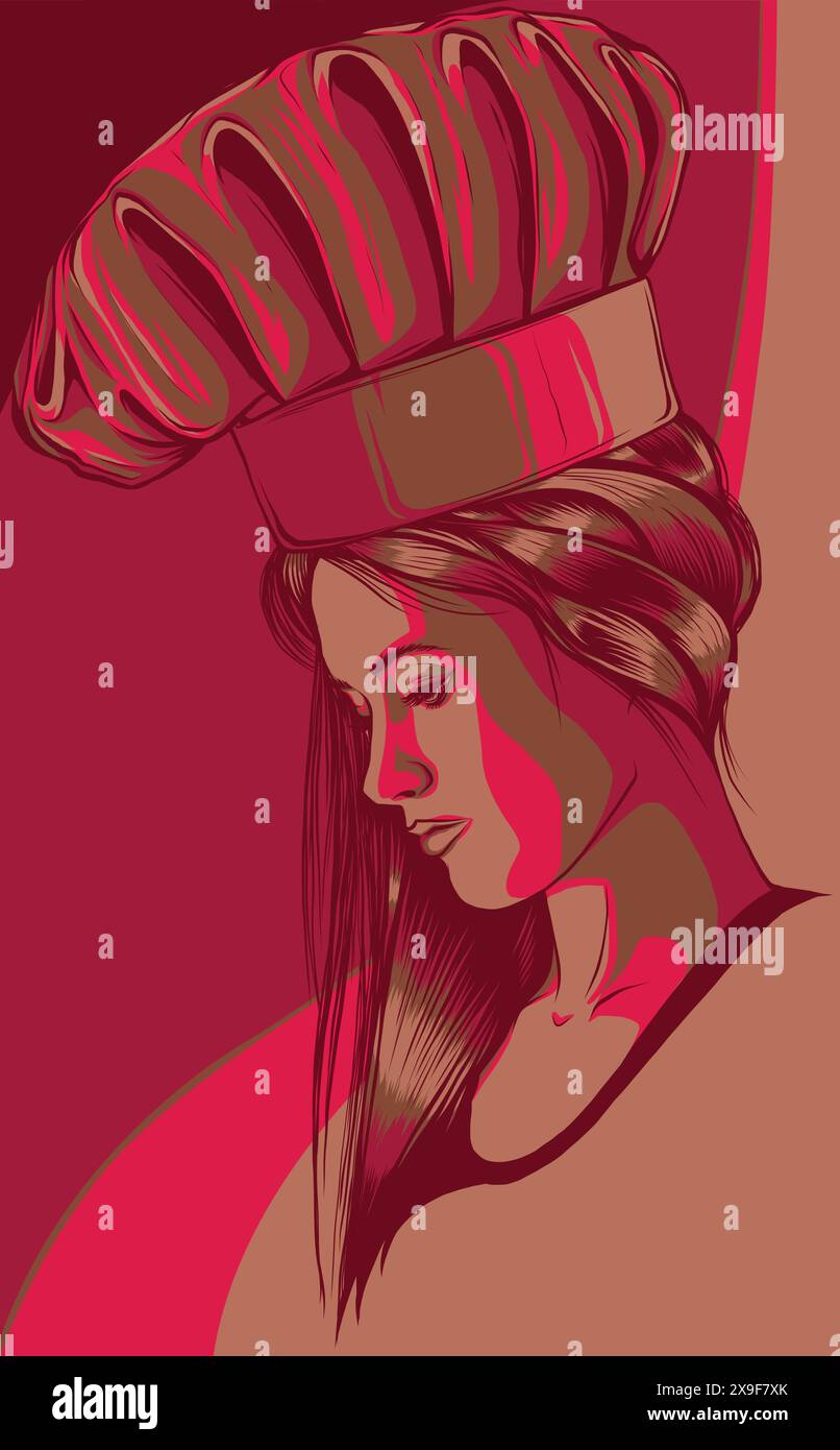 vector illustration of Woman chef on white background Stock Vector ...