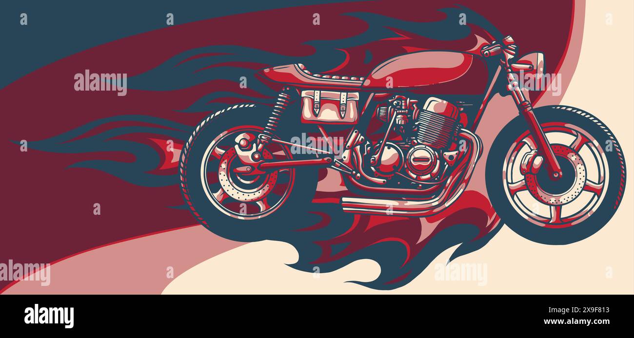 custom motorcycle with flames vector illustration design Stock Vector ...