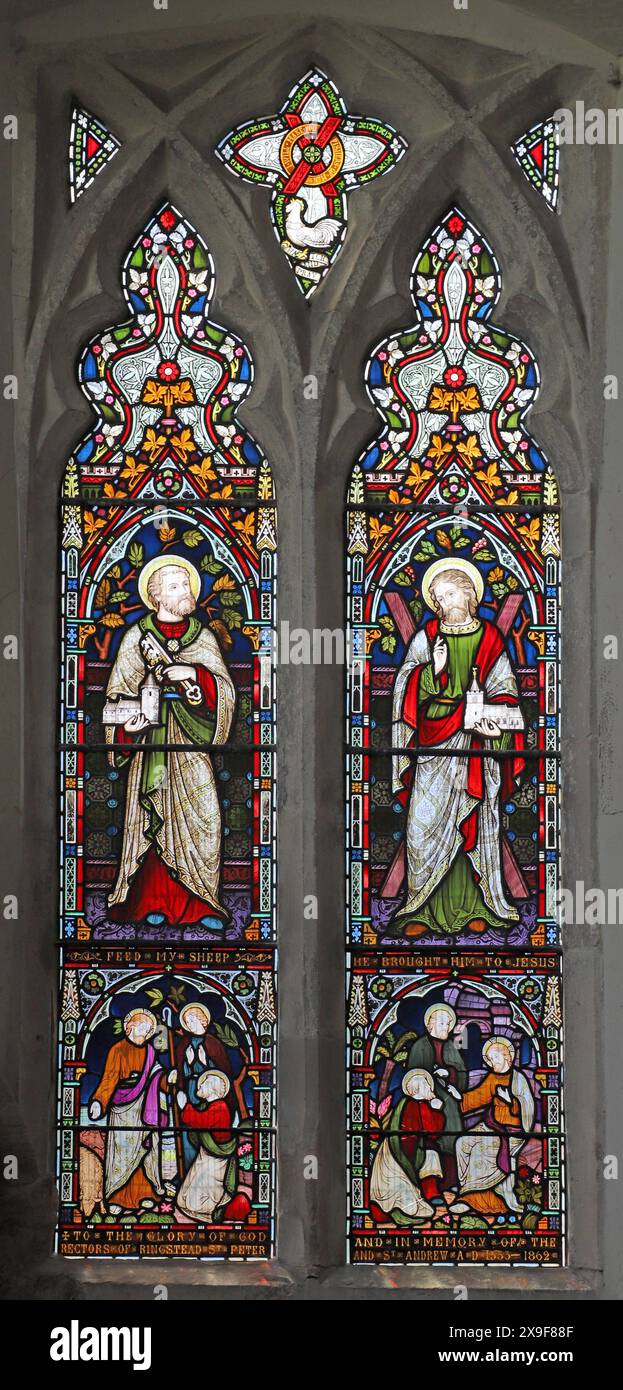 A stained glass window by Frederick Preedy depicting Saints Peter and ...