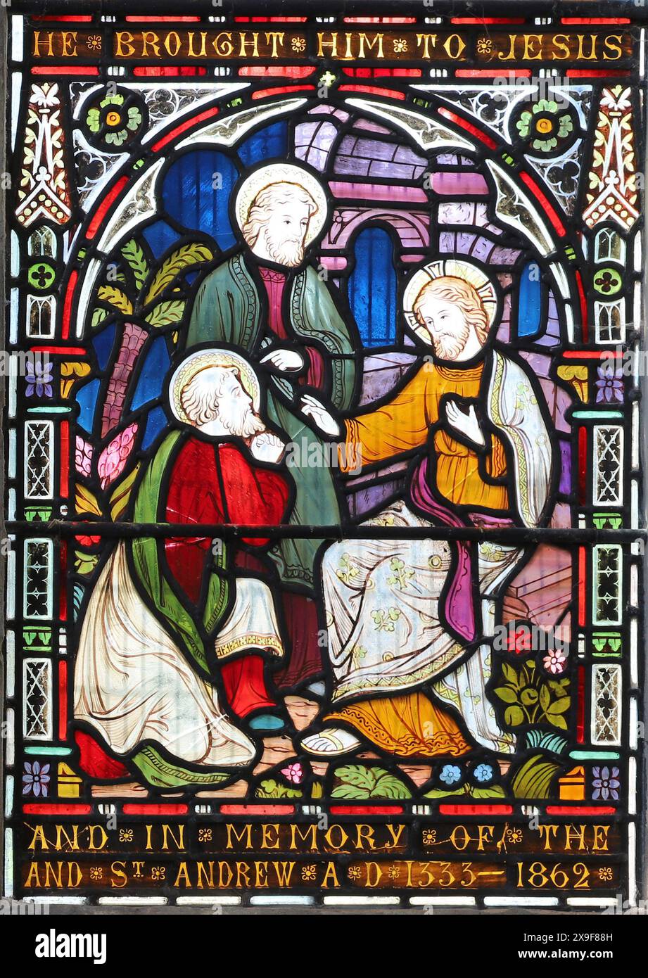 A stained glass window by Frederick Preedy depicting Andrew bringing ...