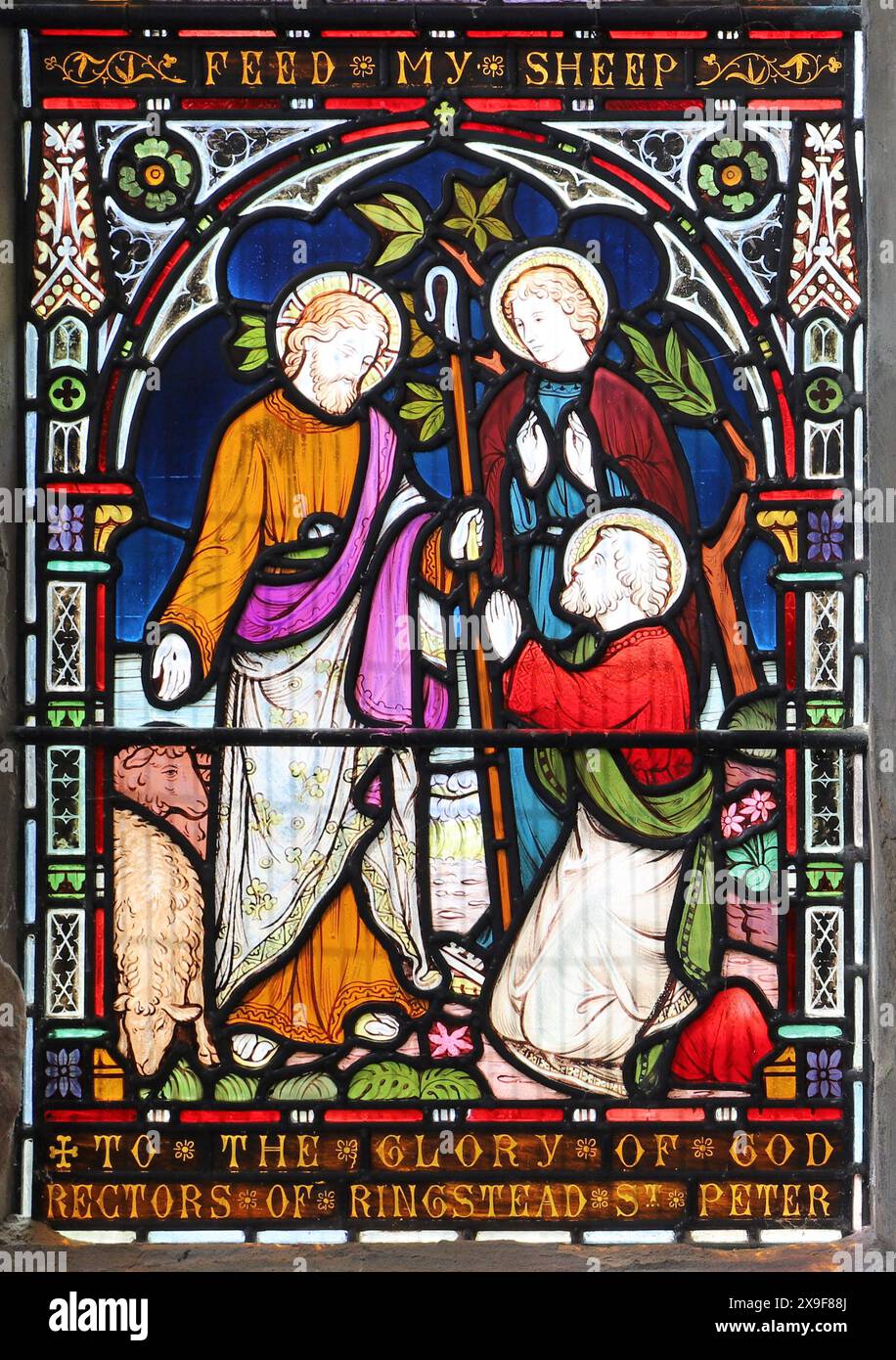 A stained glass window by Frederick Preedy depicting Jesus's charge to ...