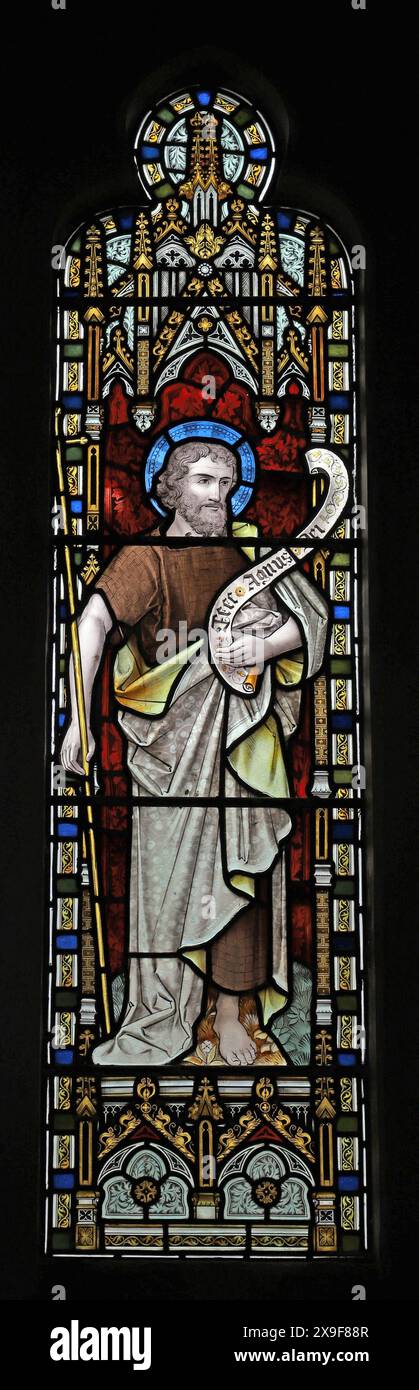A stained glass window by Lavers & Westlake depicting St John the ...