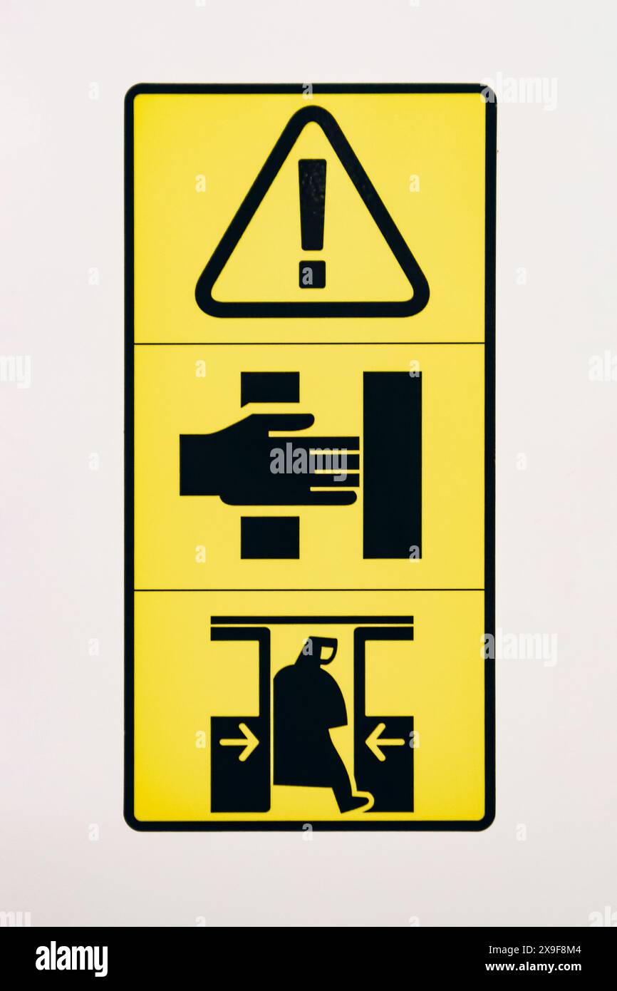 Doha, Qatar - 1 May 2024: Safety warning signs in the Doha Metro, Qatar ...
