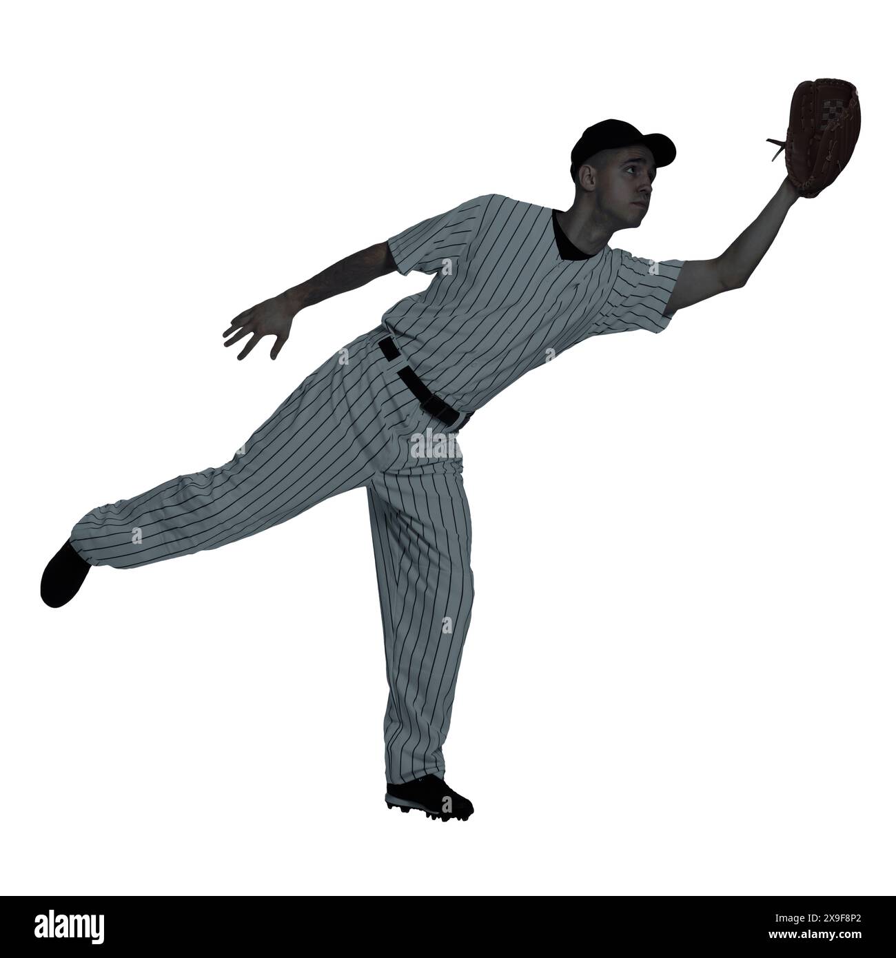 Silhouette of baseball player on white background Stock Photo - Alamy