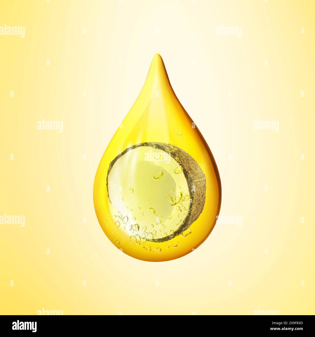 Cooking oil drop with coconut inside on golden background Stock Photo ...