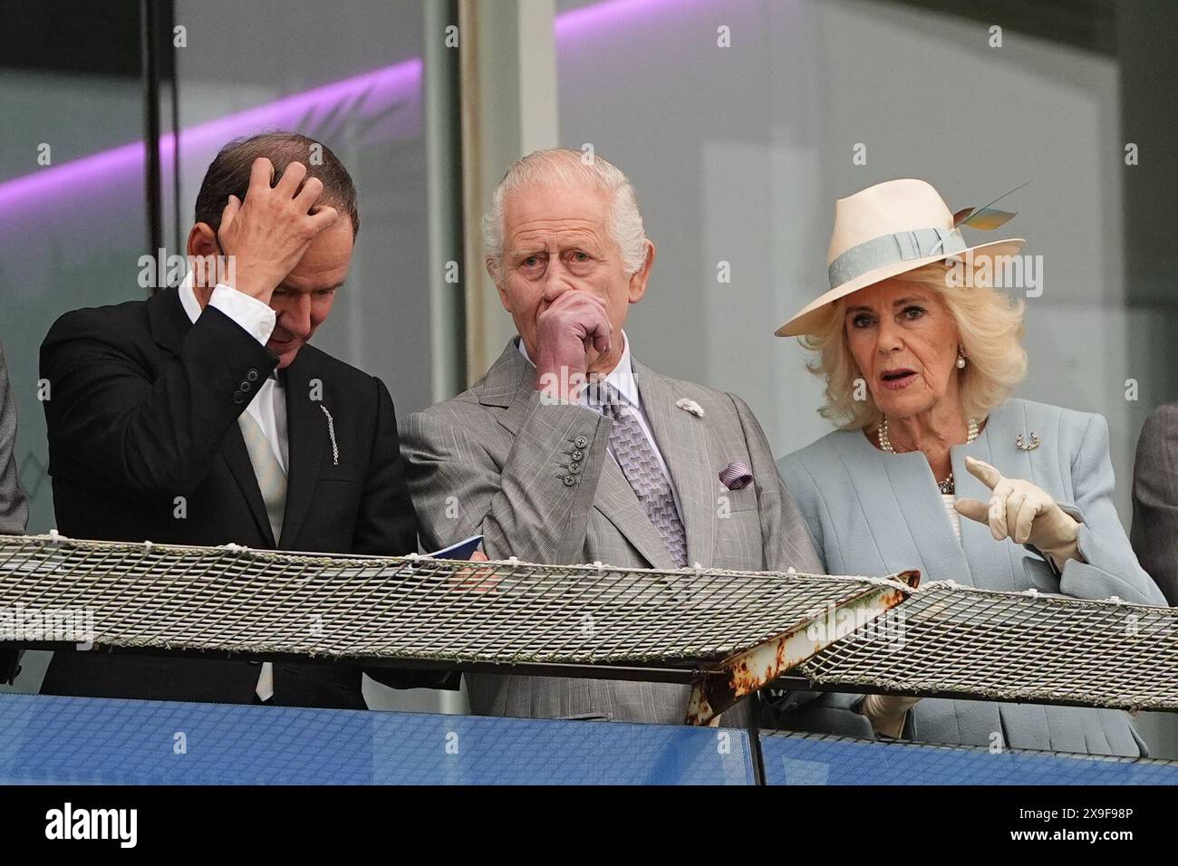 King Charles III and Queen Camilla attend the Derby Festival at Epsom ...
