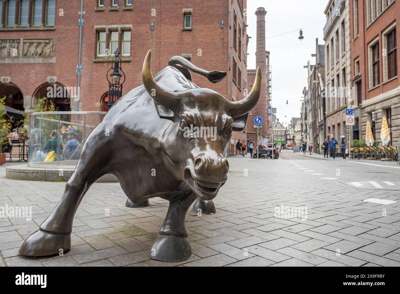 The Charging Bull of Amsterdam seen outside the entrance to the ...
