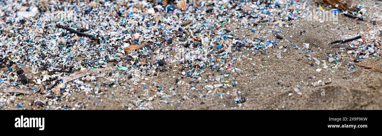 microplastics on the Greek beach, an example of pollution Stock Photo ...