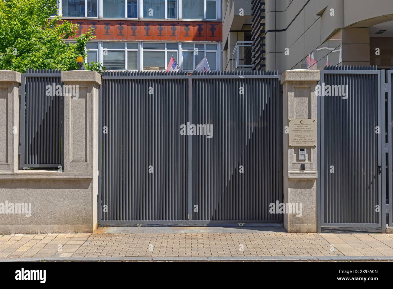 Belgrade, Serbia - May 11, 2024: Entrance Gate to Turkish Embassy ...