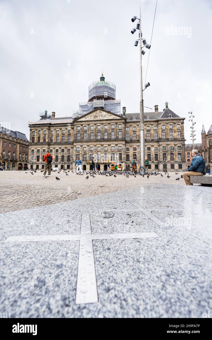 Shiny benches featuring the three St. Andrew's Crosses seen in Dam ...