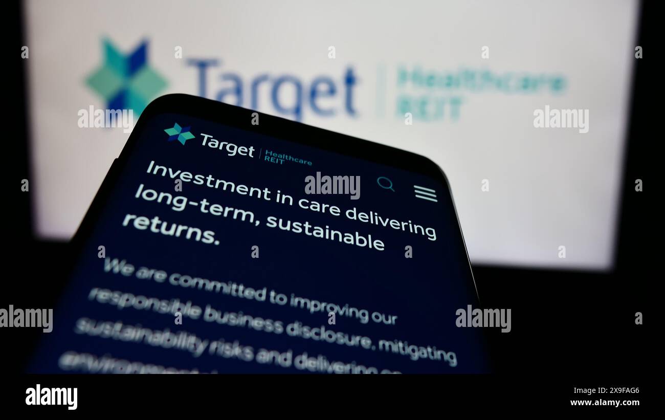 Mobile phone with website of British property company Target Healthcare ...