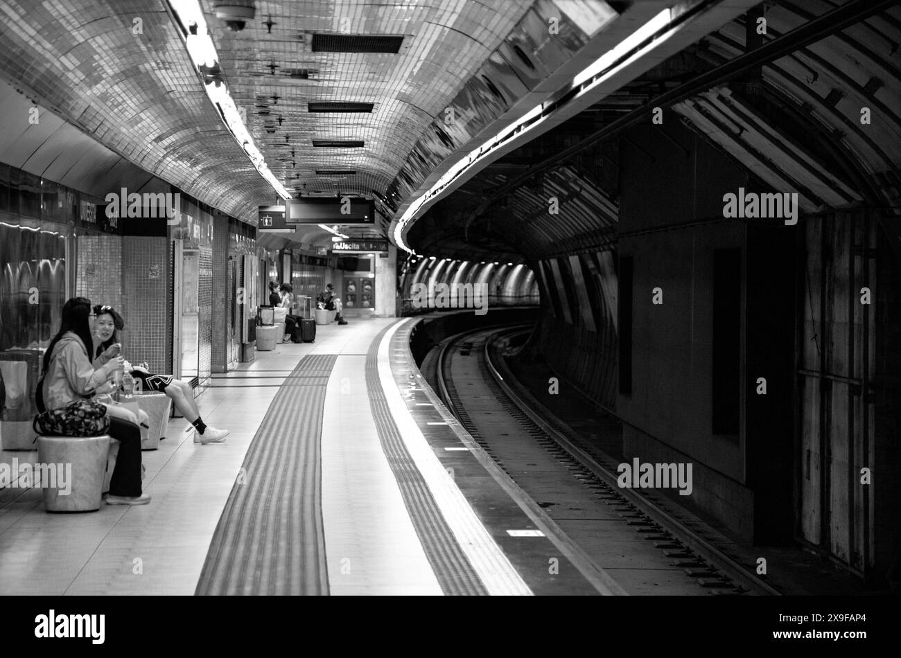 Commuter transportation system and tunnel Black and White Stock Photos ...