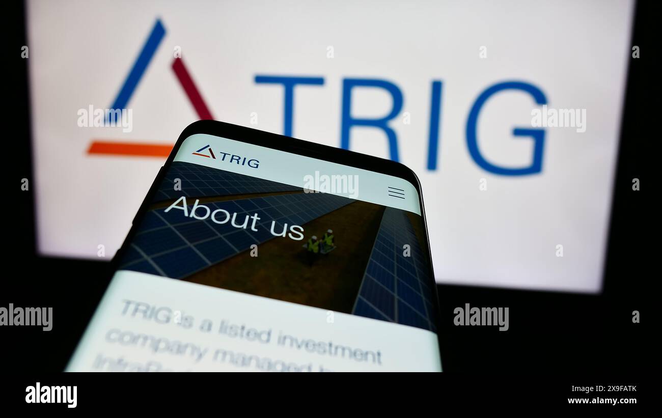 Mobile phone with website of company The Renewables Infrastructure ...