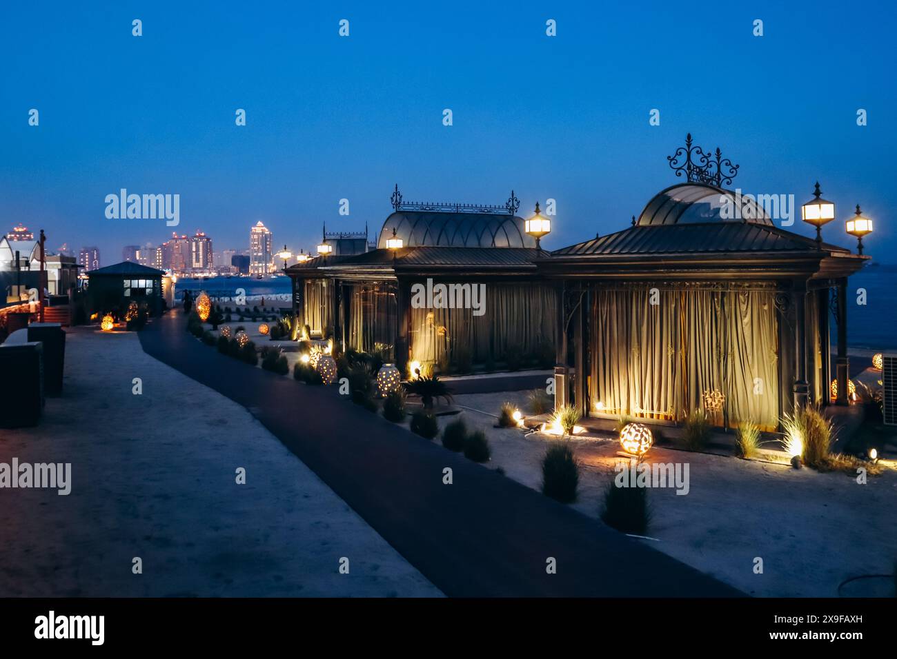Doha, Qatar - 1 May 2024: Night view of new neighborhoods in Doha from ...