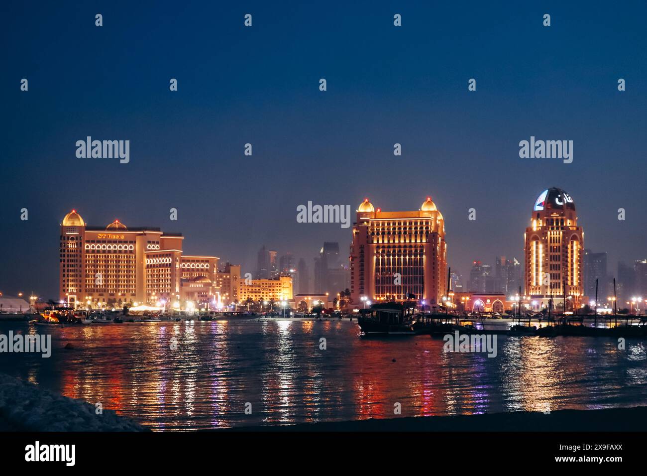 Doha, Qatar - 1 May 2024: Night view of new neighborhoods in Doha from ...