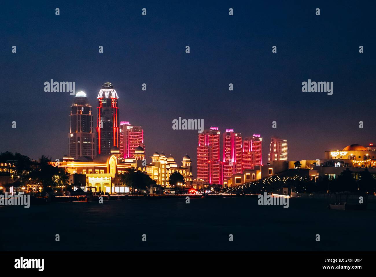 Doha, Qatar - 1 May 2024: Night view of new neighborhoods in Doha from ...