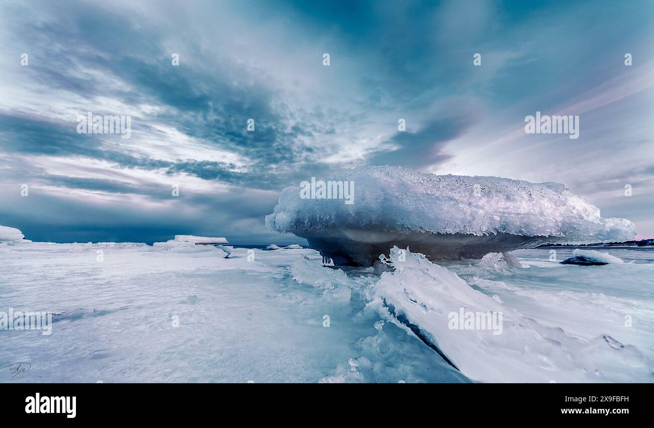 Frozen rock along cost of Baltic Sea, Lithuania Stock Photo - Alamy