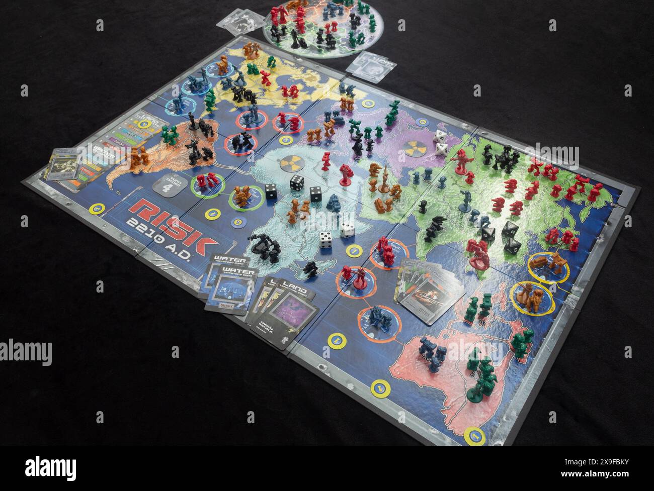 Futuristic Risk 2210 board game with black background Stock Photo - Alamy