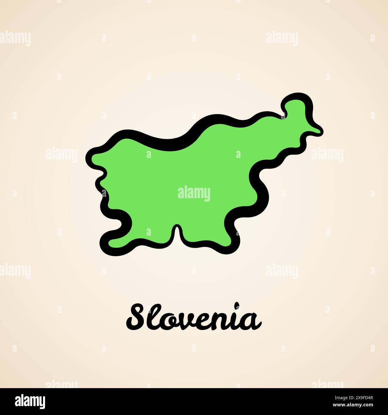 Green simplified map of Slovenia with black outline Stock Vector Image ...