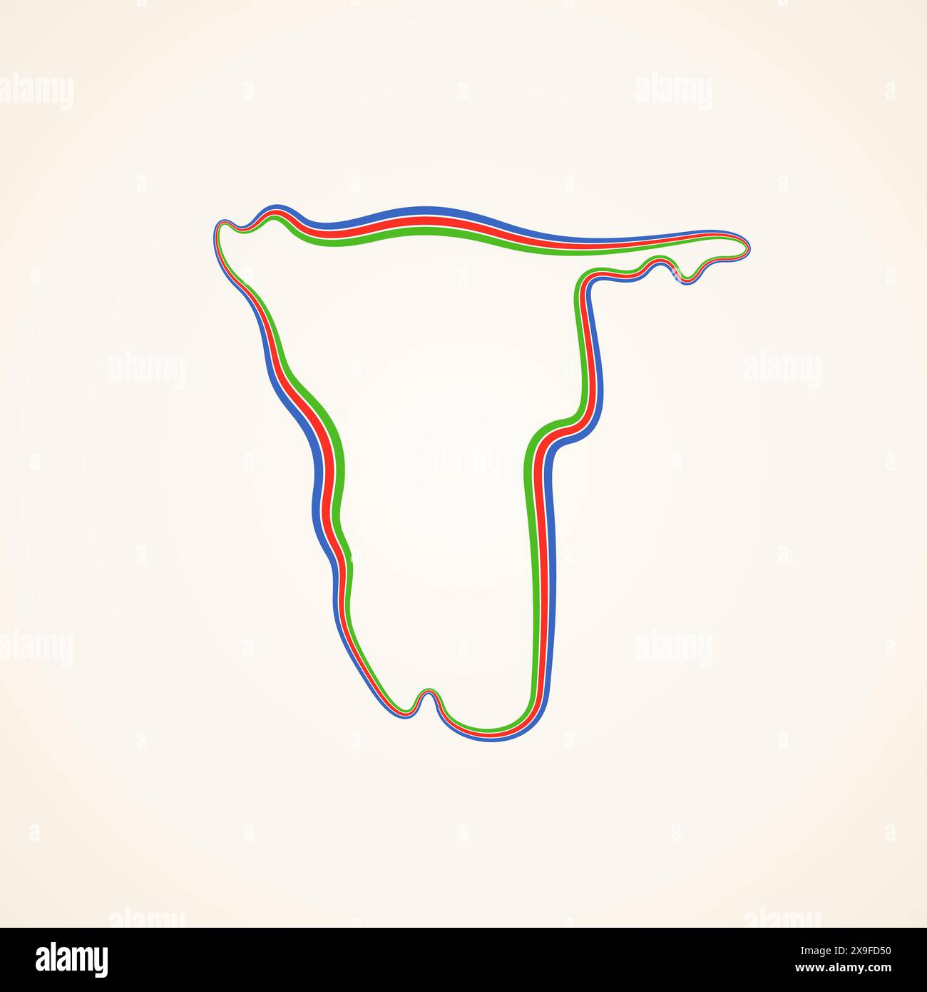 Outline map of Namibia marked with ribbon in colors from the flag Stock ...