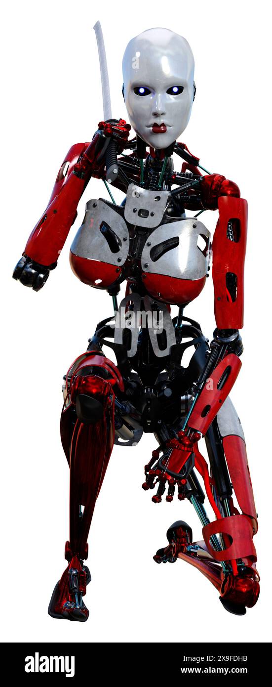 3D rendering of a female robot isolated on white background Stock Photo ...