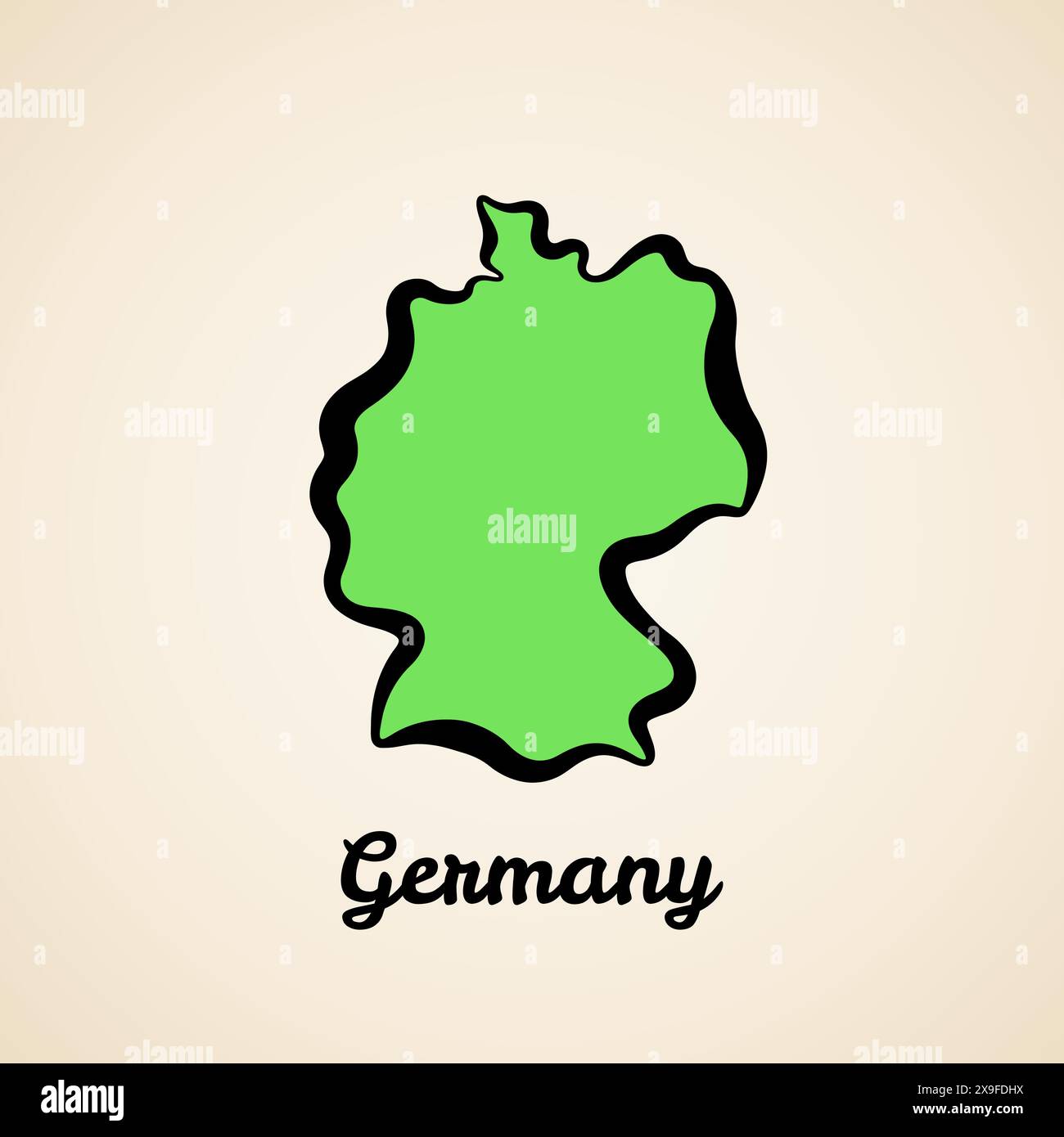Green simplified map of Germany with black outline Stock Vector Image ...